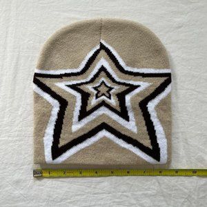 Accessories | Y2k 200s Grunge Punk Beige Star Design Beanie | Poshmark